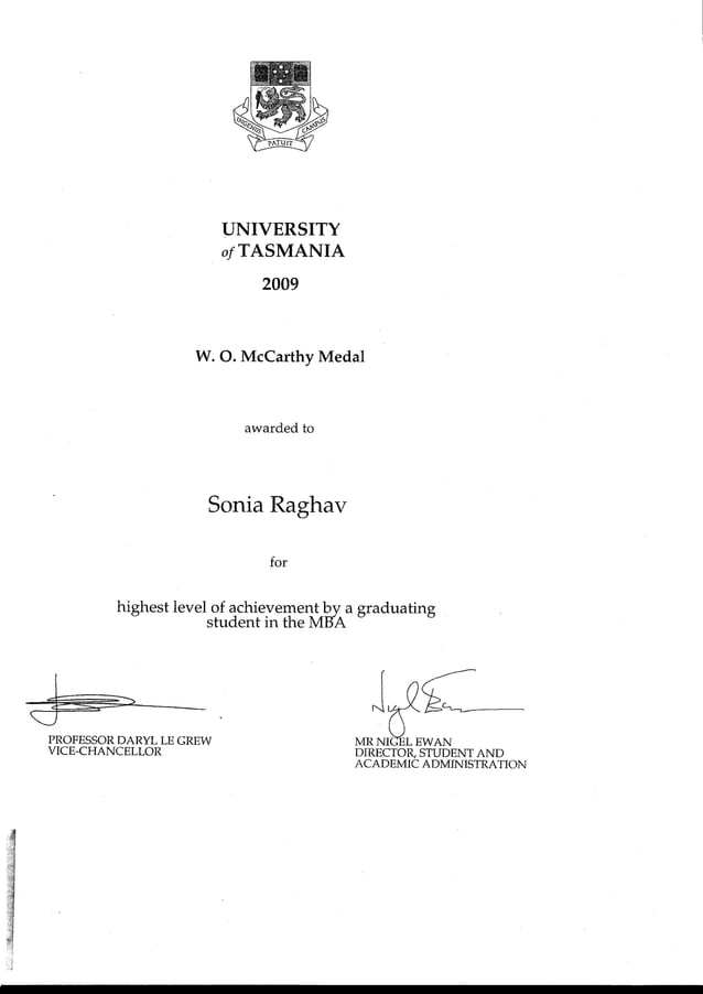 utas mba trans certificate | PDF