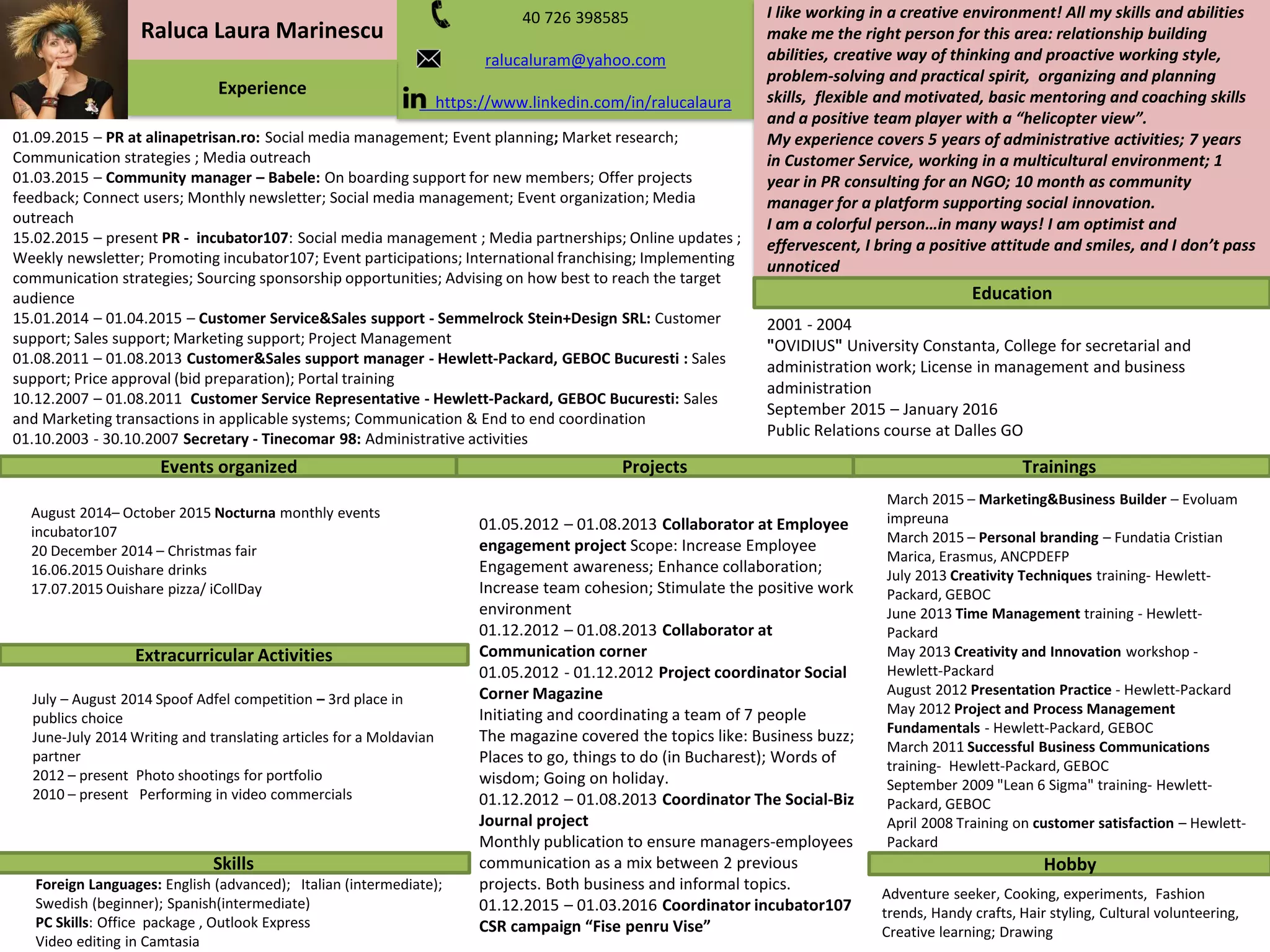 CV Raluca Marinescu | PDF