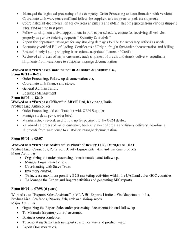 Satya CV AX Functional | DOC | Logistics | Business