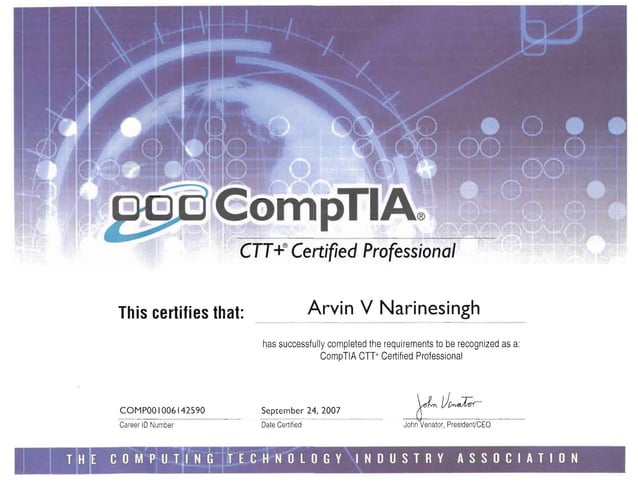 CTT+ Certified Trainer Arvin Narinesingh | PDF