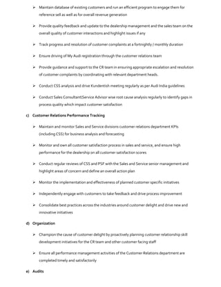 Job Description - Customer Delight & Process Manager | DOC