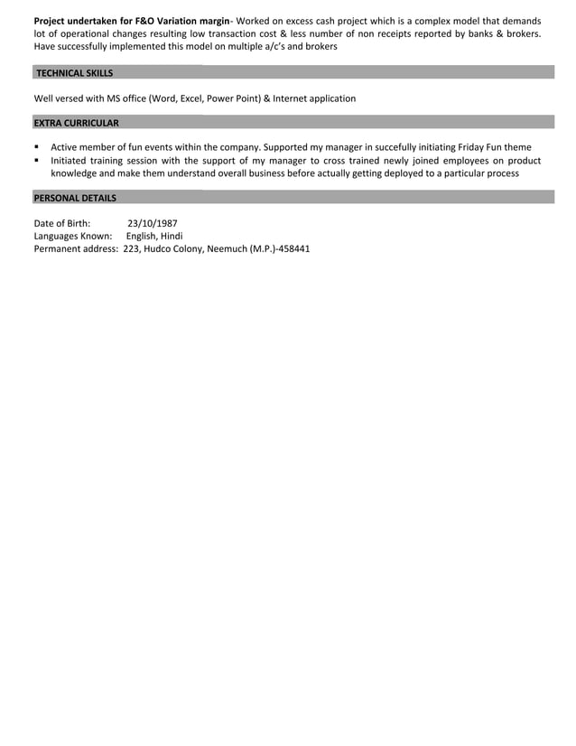 Sameer_Resume | DOC | Business Accounting & Finance | Business