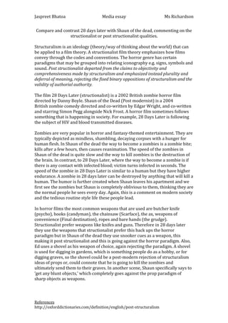 28 days later and Shaun of the dead | DOCX