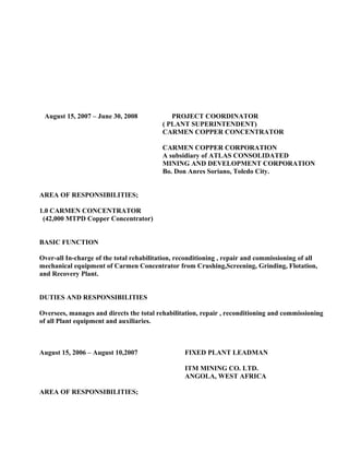 revised bio data miles | DOC