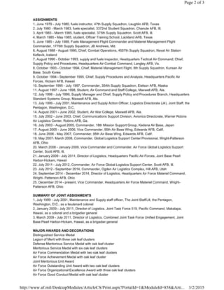 Maj Gen Baker Biography | PDF