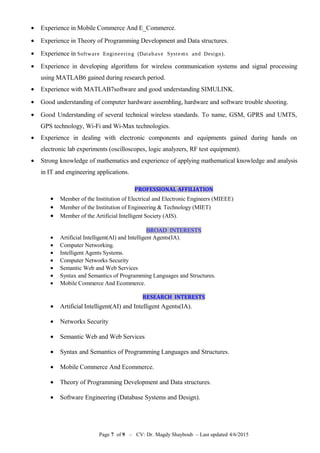 NEW CV in March-2015 | DOC | Programming Languages | Computing