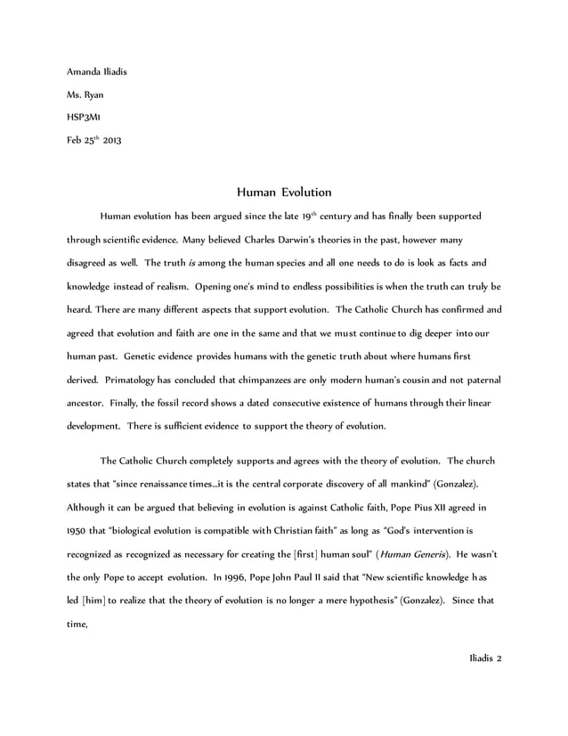Evolution essay (Anthropology grade 11) | PDF
