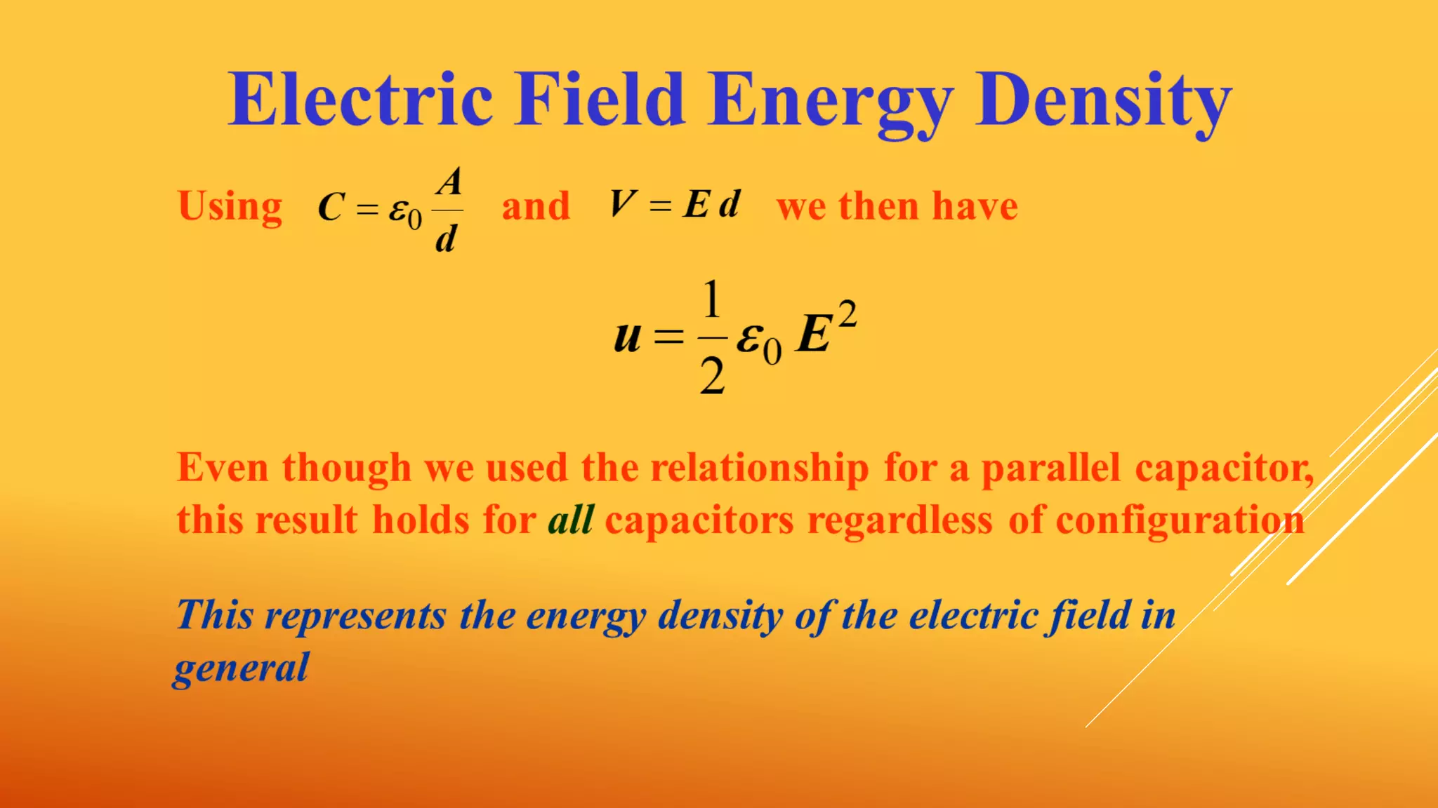 energy stored and electric field in capacitor | PPTX