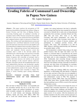 Eroding Fabrics of Communal Land Ownership in Papua New Guinea | PDF