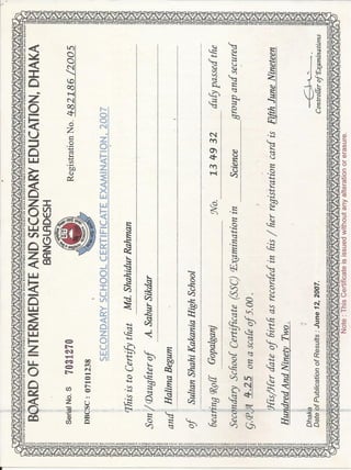 SSC Certificate | PDF