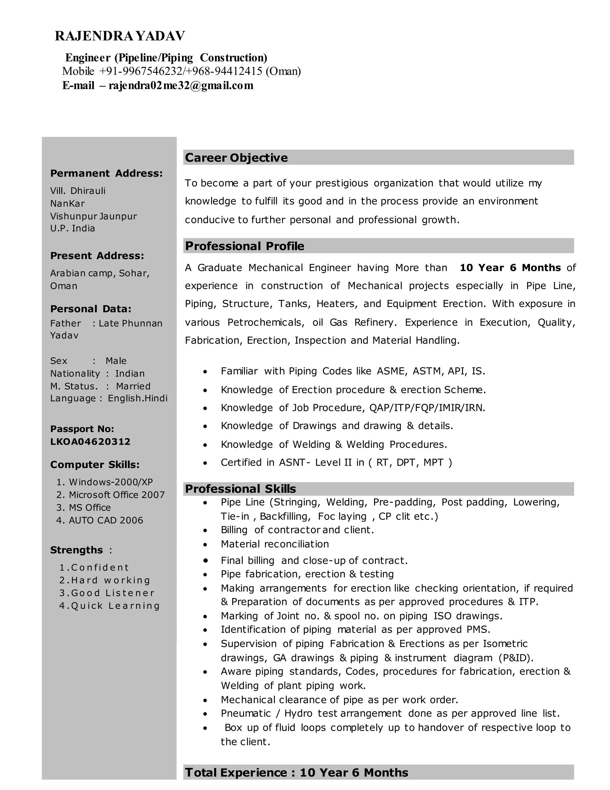 @RAJENDRA YADAV Resume_1 | DOCX