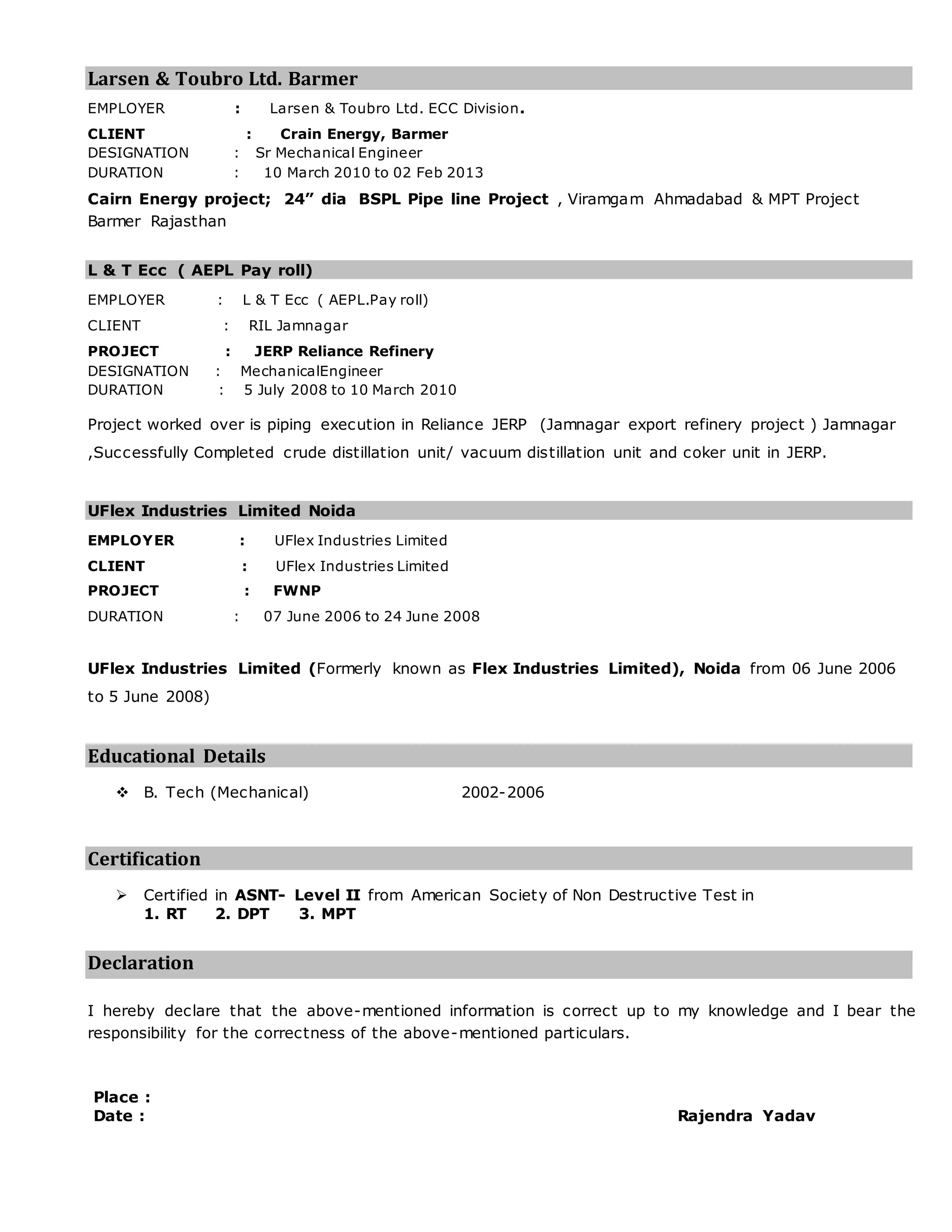 @RAJENDRA YADAV Resume_1 | DOCX