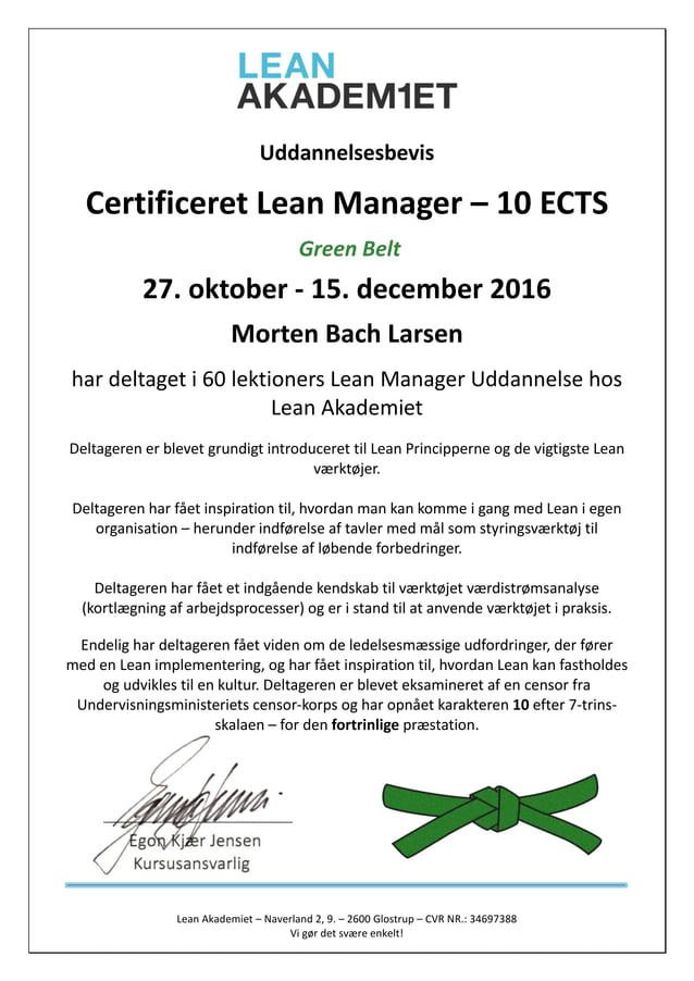 Lean manager certifikat | PDF