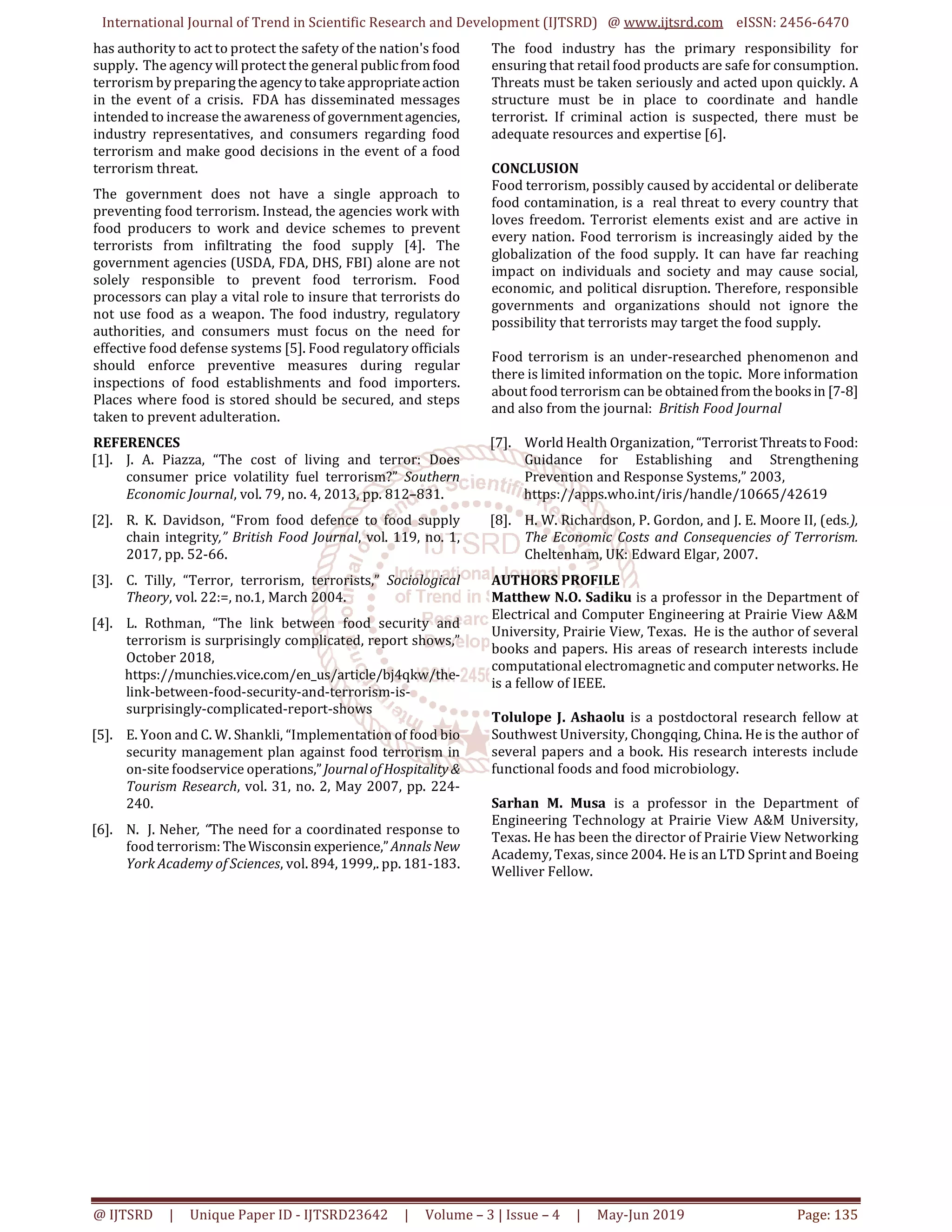 Food Terrorism | PDF
