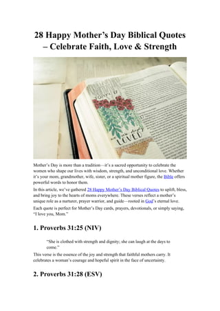 28 Happy Mother’s Day Biblical Quotes – Celebrate Faith, Love ...