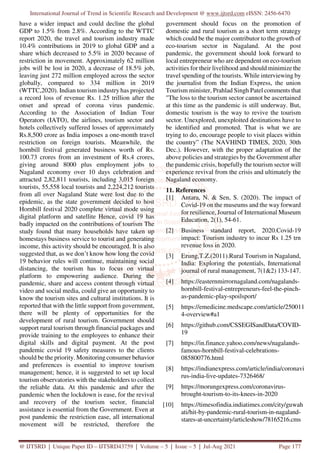 Impact of Covid 19 on Tourism Sector in Nagaland An Overview | PDF