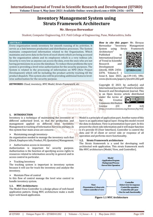 Inventory Management System using Struts Framework Architecture