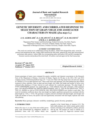 GENETIC DIVERSITY AND CORRELATED RESPONSE TO SELECTION OF GRAIN YIELD ...