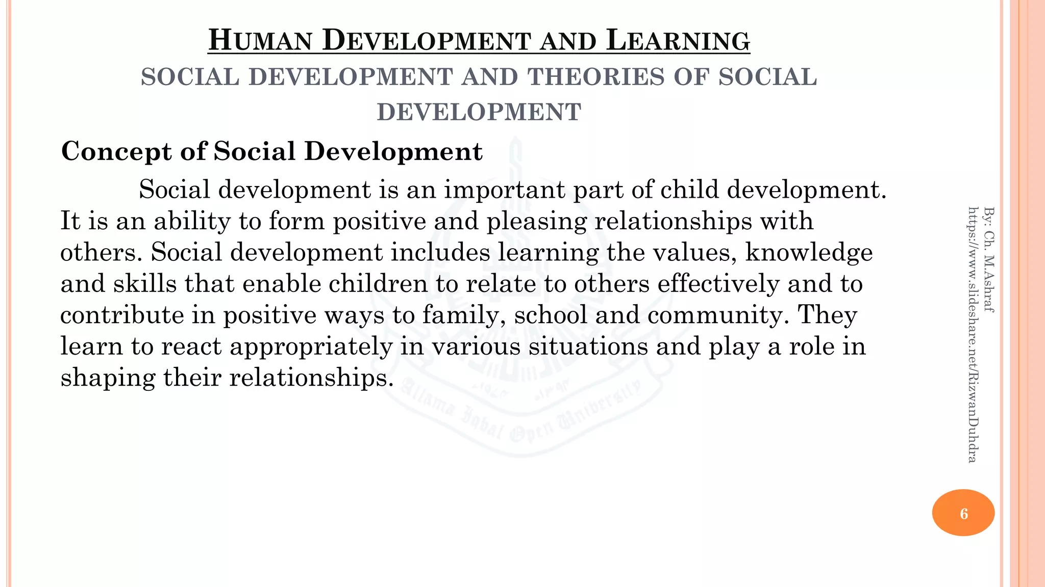 SOCIAL DEVELOPMENT AND THEORIES OF SOCIAL DEVELOPMENT | PDF