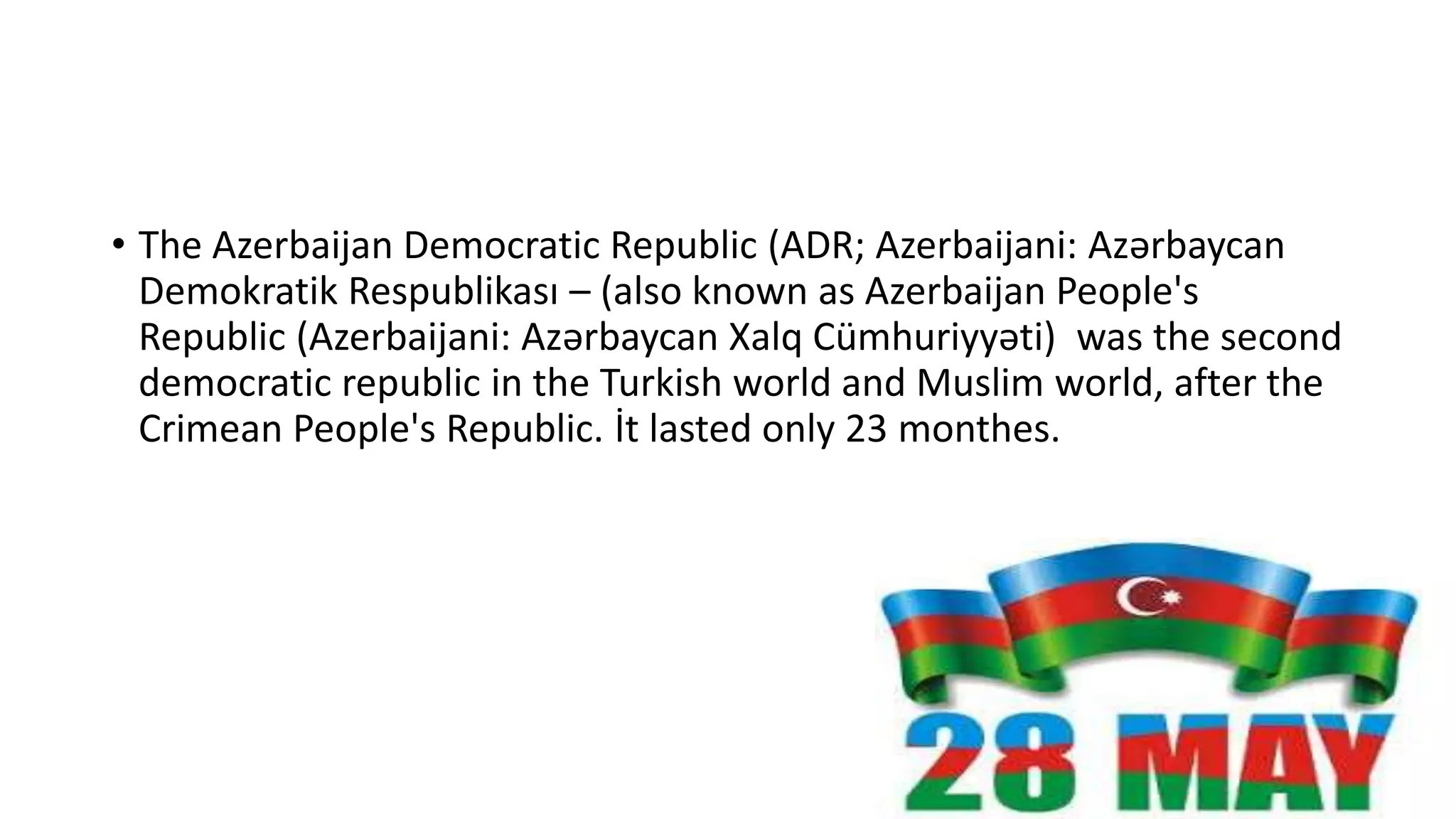 28 may – Republic day & Memmed Emin Rasulzadeh | PPTX