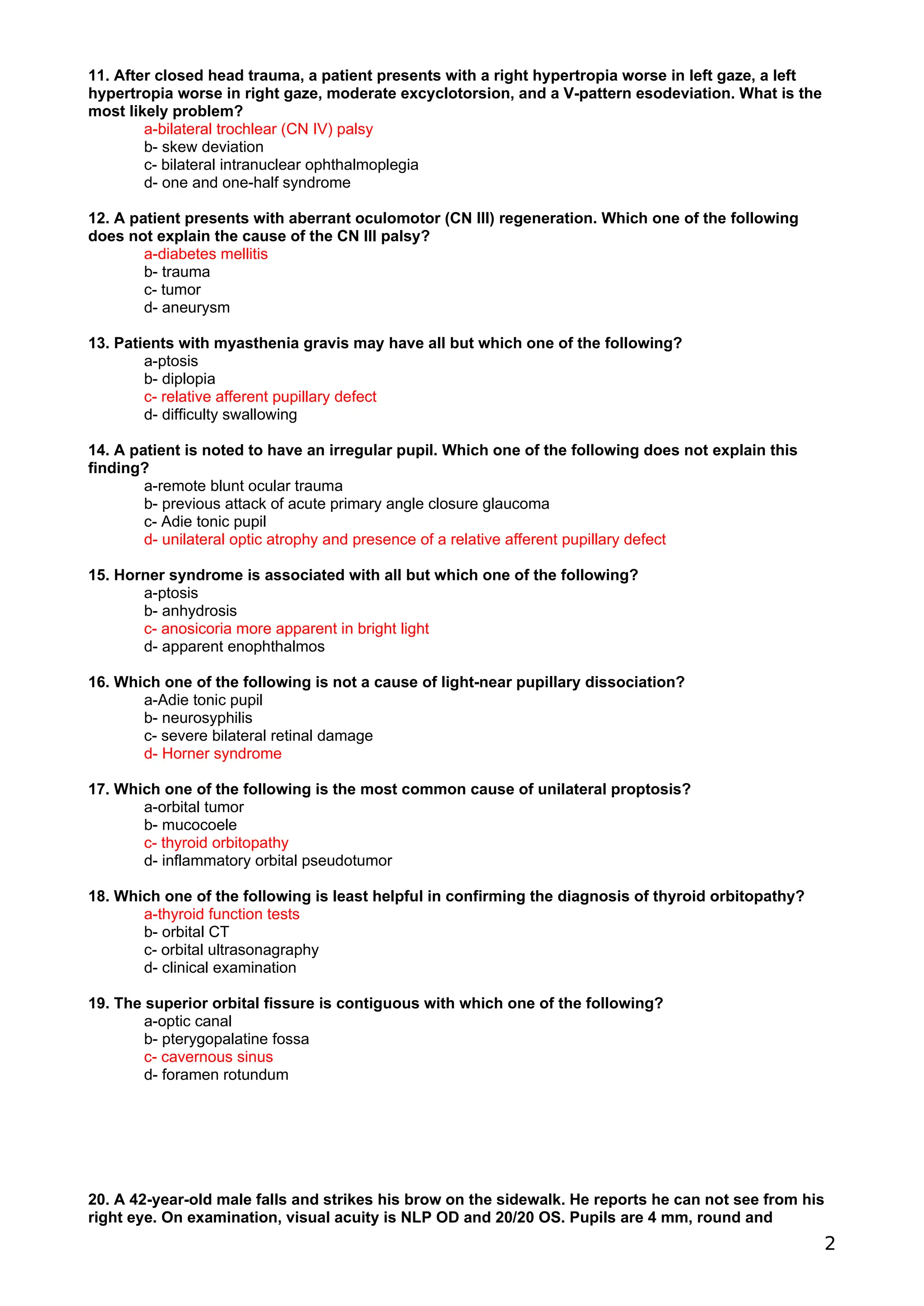 28 Multiple Choice Questions (MCQS) - NEURO-ophthalmology.doc