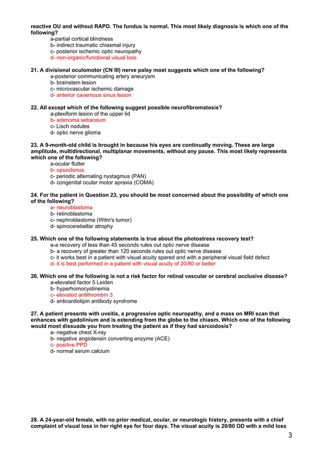 28 Multiple Choice Questions (MCQS) - NEURO-ophthalmology.doc