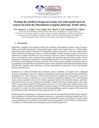 Probing the northern Kaapvaal craton root with mantle-derived ...