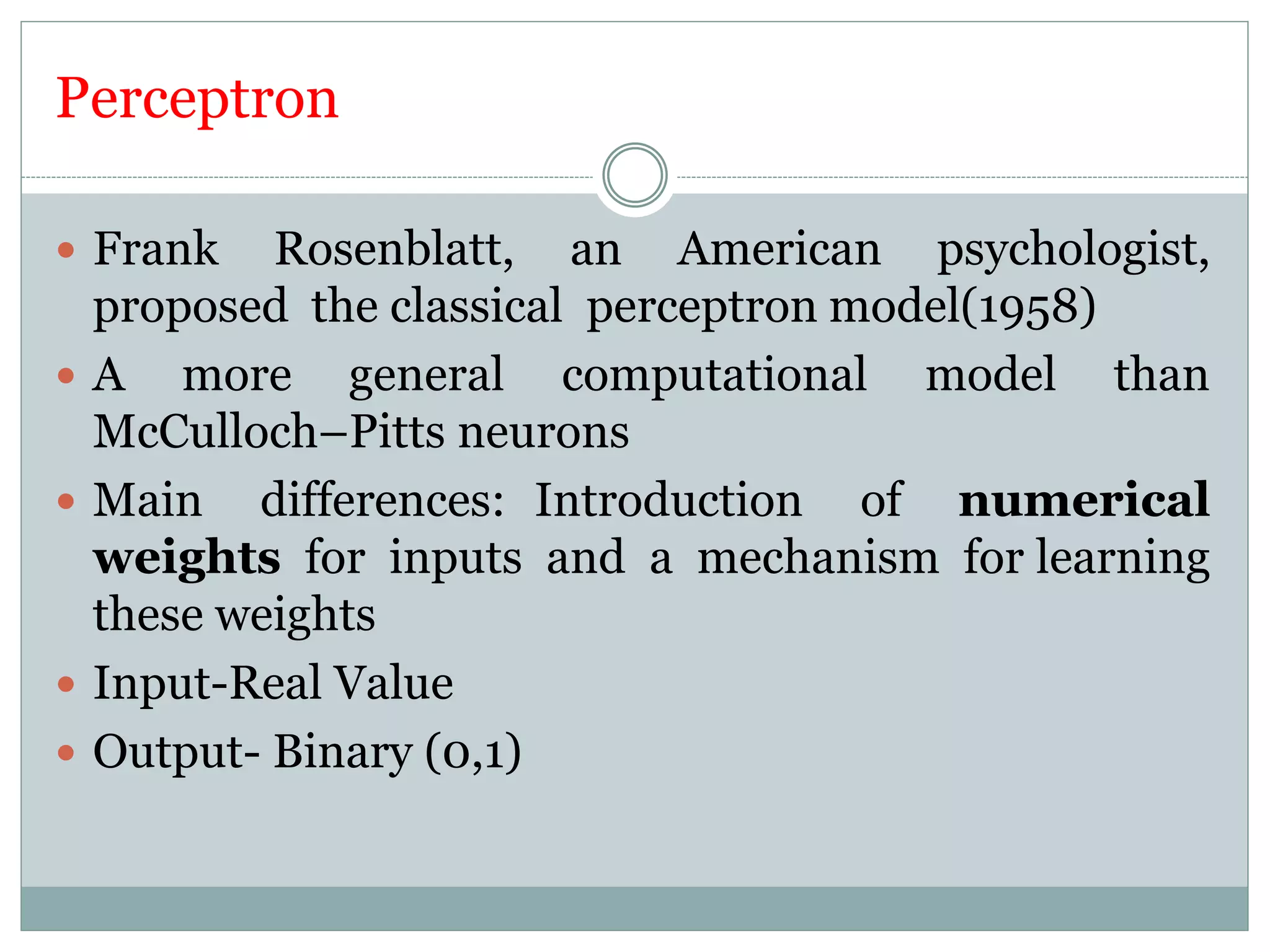 Perceptron and Sigmoid Neurons | PPTX