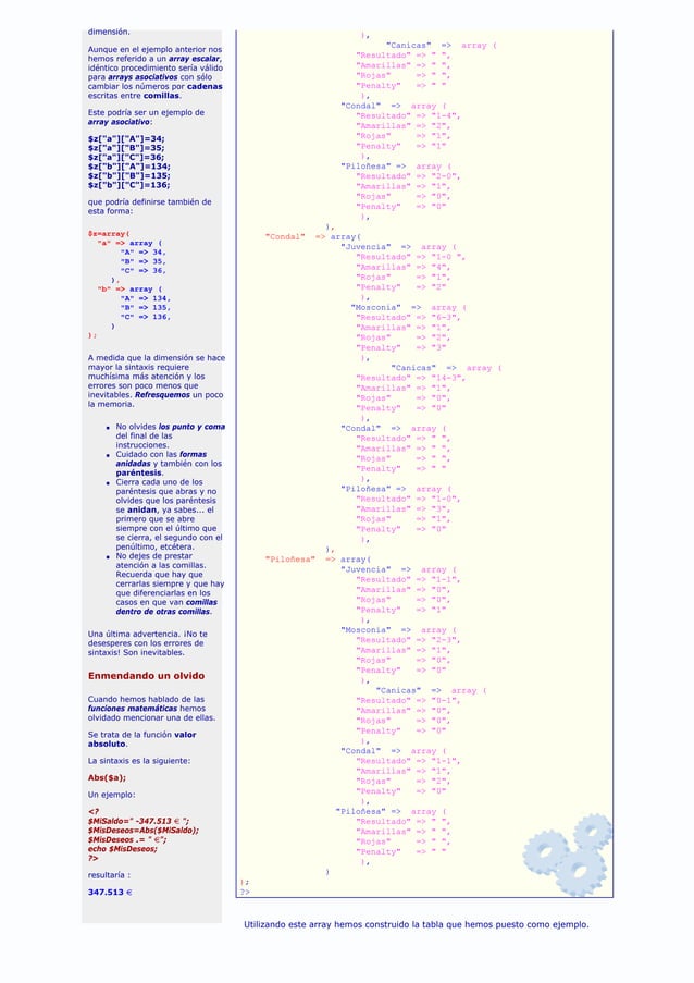 28 Php. Arrays Multidimensionales | PDF