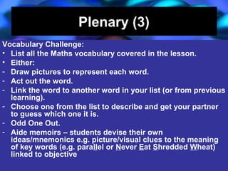 28 plenary ideas_for_mathematics by Jean Knapp | PPT