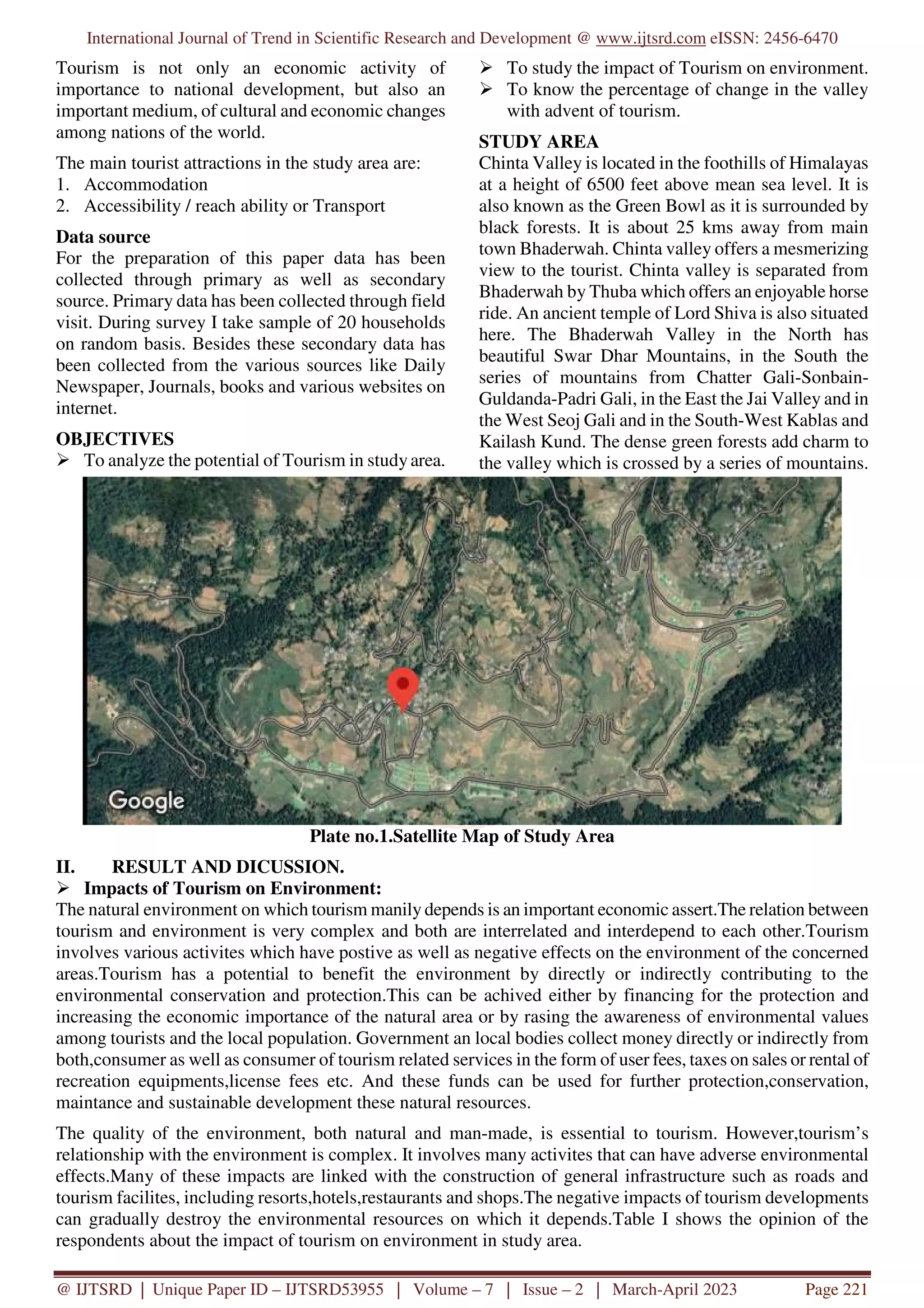 Prospects and Potential of Tourism in Chinta Valley, Bhaderwah, Doda, Jammu and Kahmir | PDF