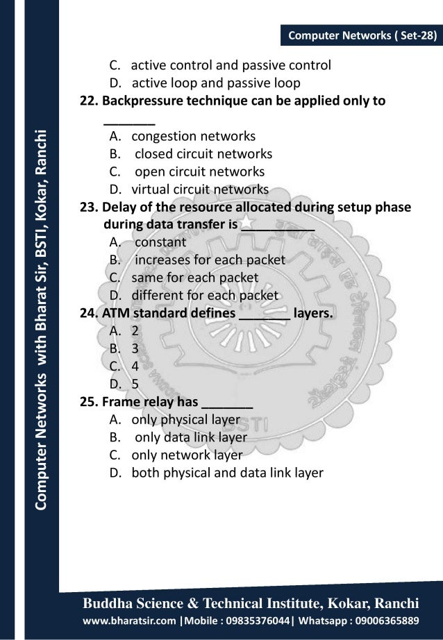BSTI-BharatSir : Computer Network , Set-28 | PDF | Computing | Technology & Computing