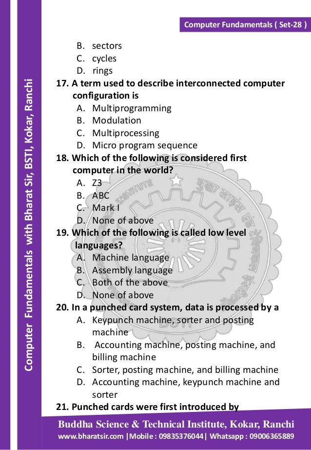 BSTI-BharatSir : Computer Fundamentals Set-28 | PPTX