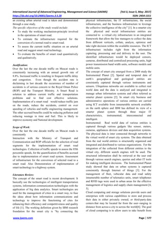 Smart Road Technology for Traffic Management and ITS Infrastructure Assessment: A Case Study of ...