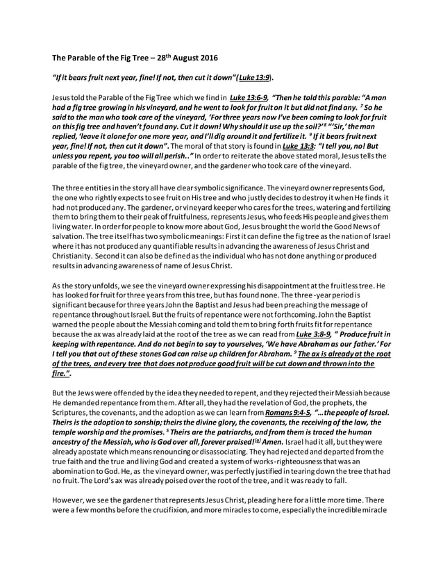 28th August 2016 - The Parable of the Fig tree | PDF