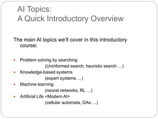 28th Jan Intro to AI.ppt | Artificial Intelligence | Technology & Computing