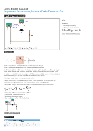 Half Wave Rectifier | PDF | Consumer Electronics | Technology & Computing