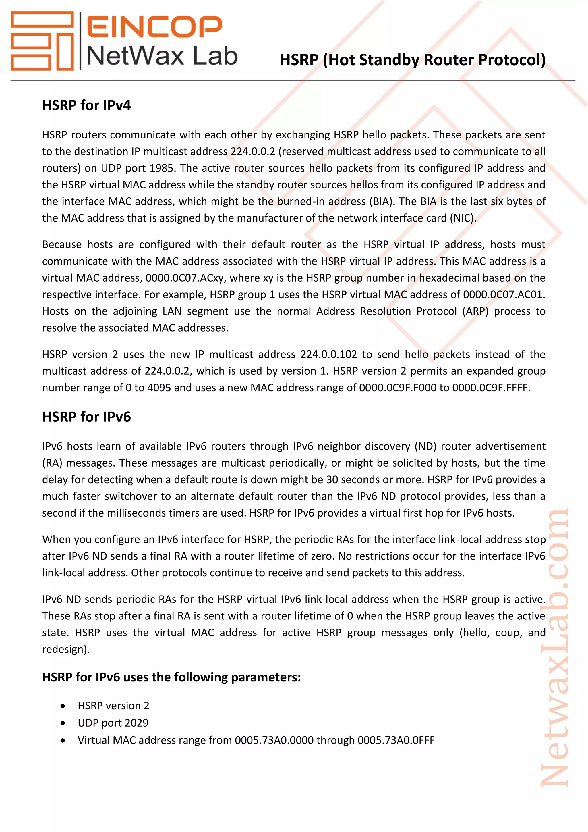 HSRP (hot standby router protocol) | PDF