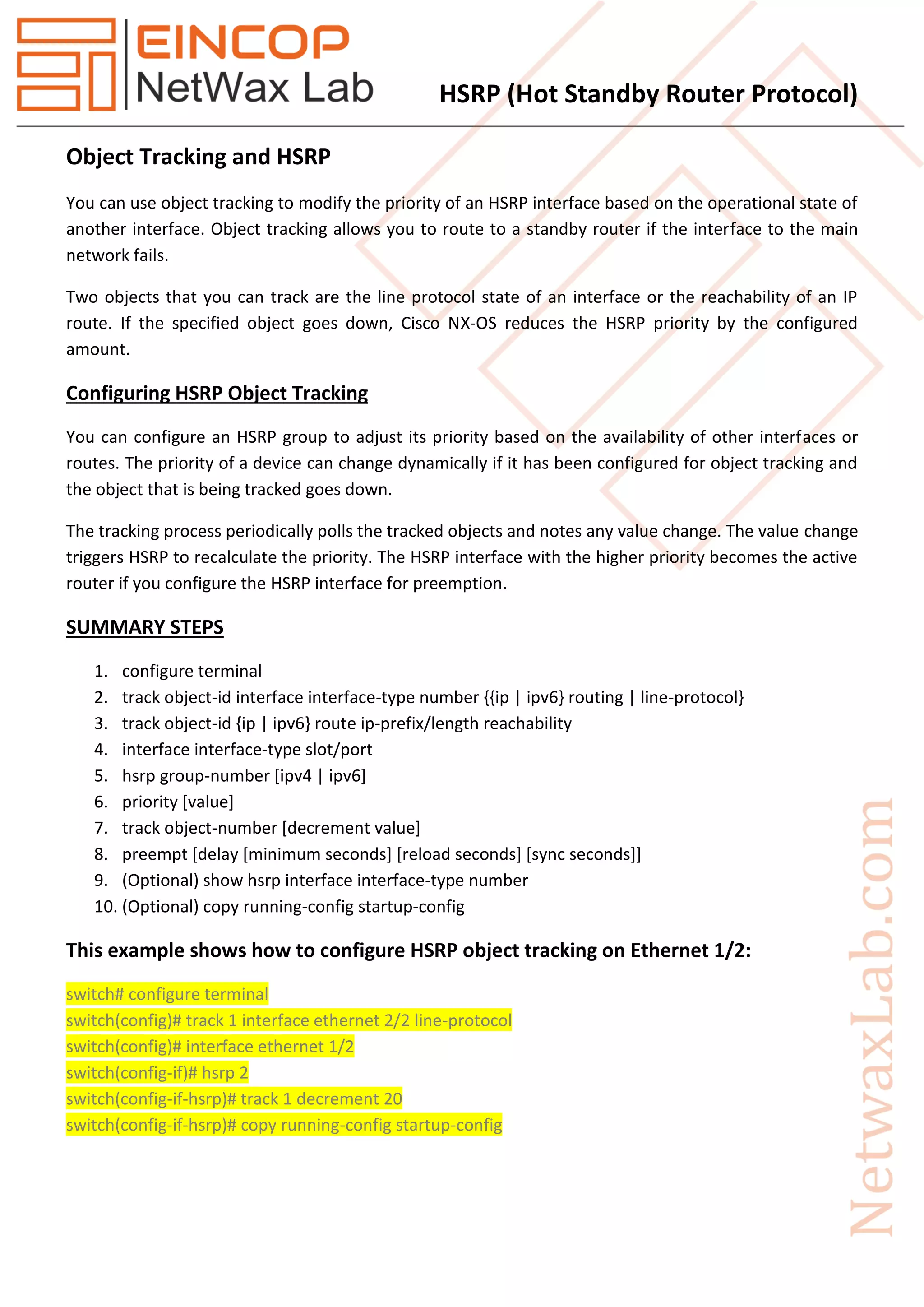HSRP (hot standby router protocol) | PDF