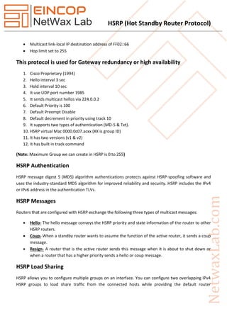 HSRP (hot standby router protocol) | PDF