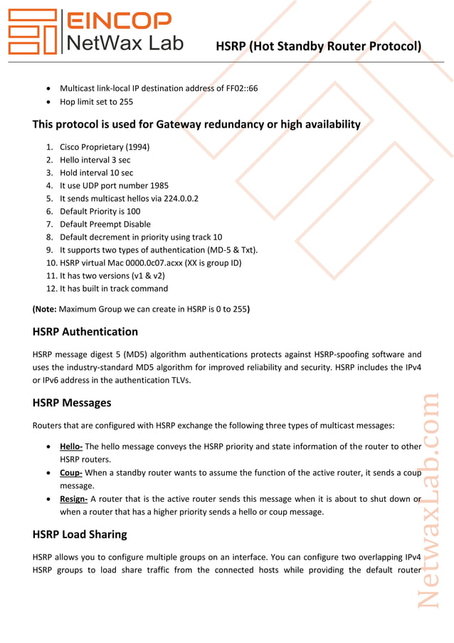 HSRP (hot standby router protocol) | PDF | Computer Networking | Computing