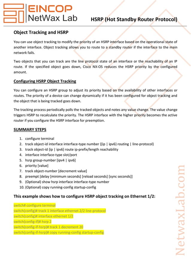 HSRP (hot standby router protocol) | PDF | Computer Networking | Computing
