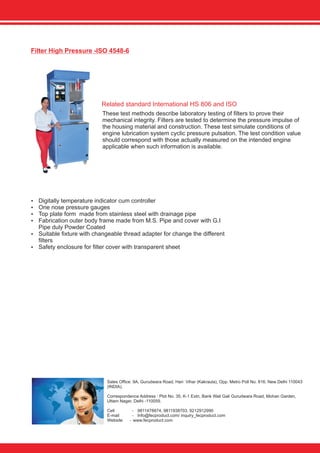 Testing/Manufacture/Filter Burst Pressure Test Rig | PDF