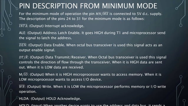 29. 8086 microprocessor pin diagram | PPTX