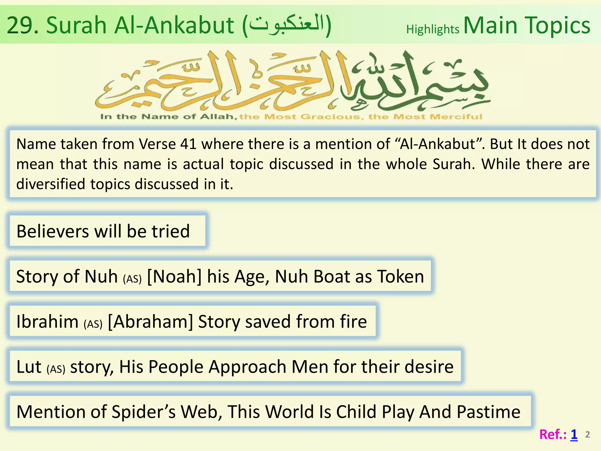 Al Quran (Chapter 29): Surah Al Ankabut [The Spider] | PPT