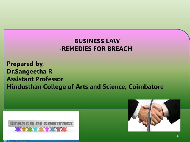 REMEDIES FOR BREACH OF CONTRACT | PPTX