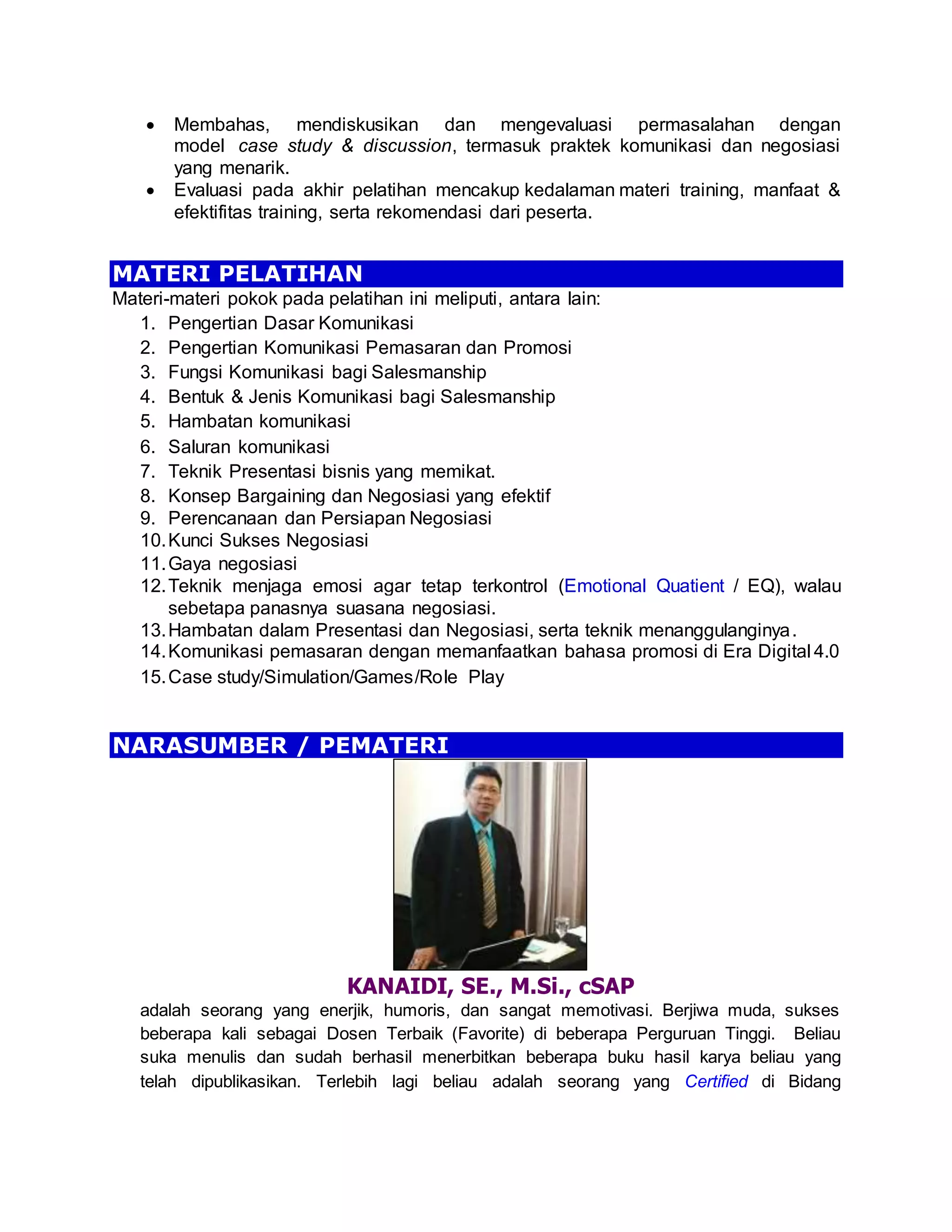 (2022) Silabus Training "Effective SALES COMMUNICATION Skill and NEGOTIATING TECHNIQUE" | PDF ...