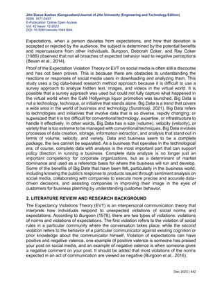 EVOLUTION OF EXPECTATION VIOLATIONS THEORY (EVT) FROM FACE-TO FACE COMMUNICATION ON COMPUTER ...