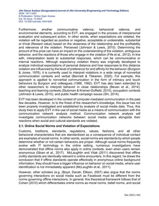 EVOLUTION OF EXPECTATION VIOLATIONS THEORY (EVT) FROM FACE-TO FACE ...