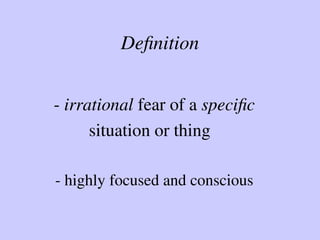 Project on phobia and types of phobia and it's factors | PPT